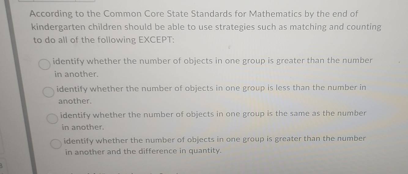 Solved: According to the Common Core State Standards for Mathematics by ...