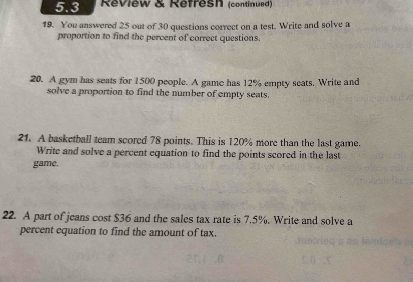 Solved: 5.3 Review & Refresn (continued) 19. You answered 25 out of 30 ...