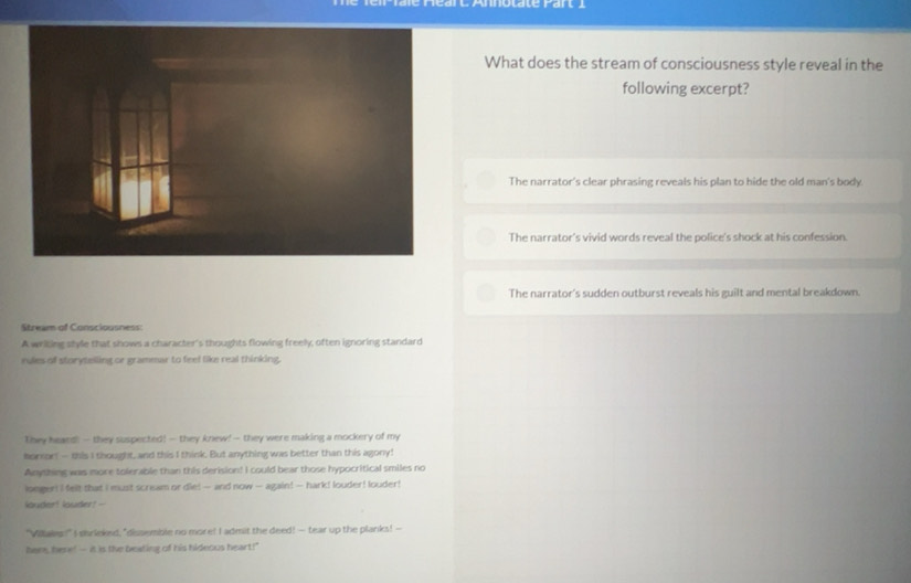 Solved: What does the stream of consciousness style reveal in the ...