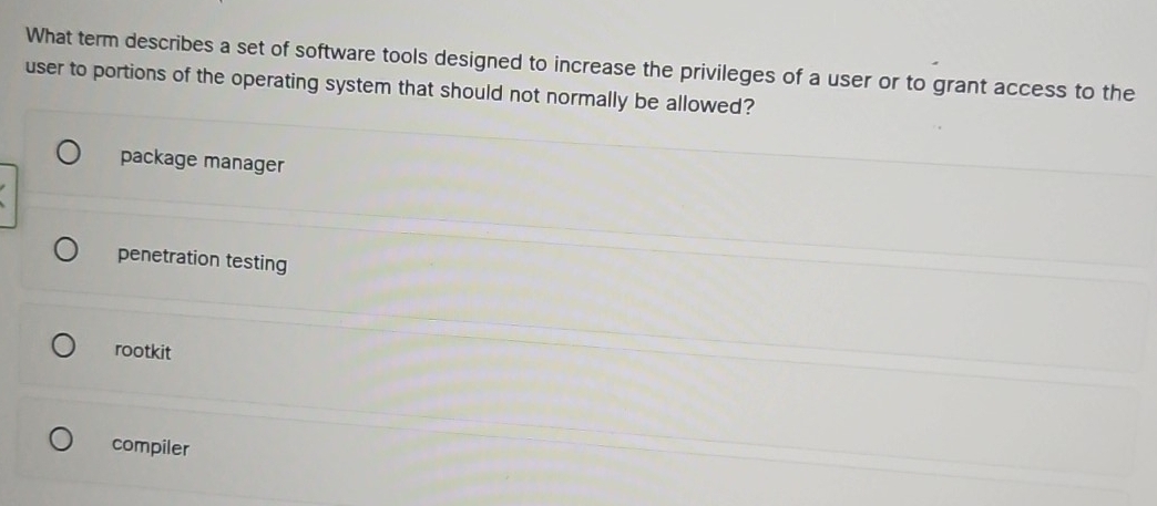 Solved: What term describes a set of software tools designed to ...