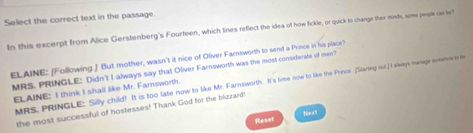 Solved: Select the correct text in the passage. In this excerpt from ...