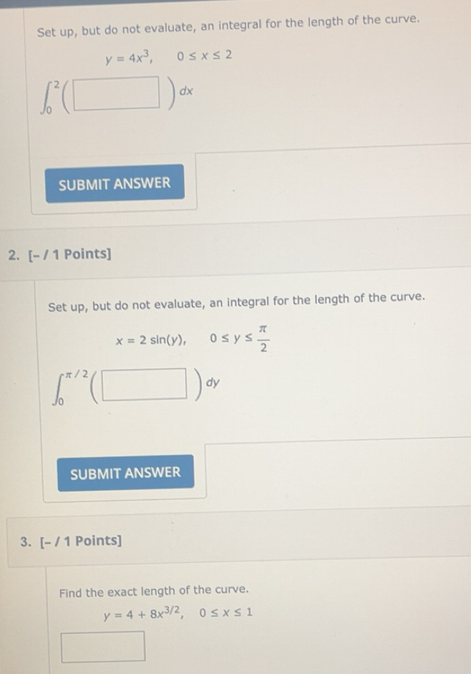 Solved: Set up, but do not evaluate, an integral for the length of the ...