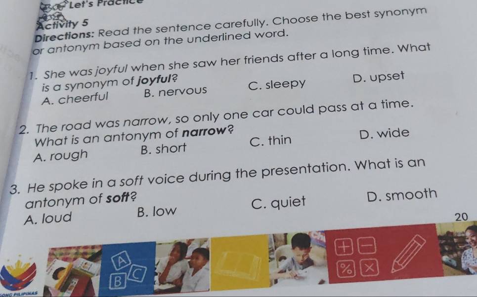 Solved: Let's Practice Activity 5 Directions: Read the sentence ...