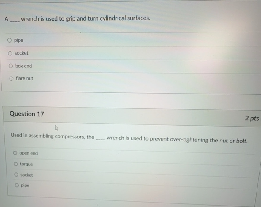 Solved: A_ wrench is used to grip and turn cylindrical surfaces. pipe ...