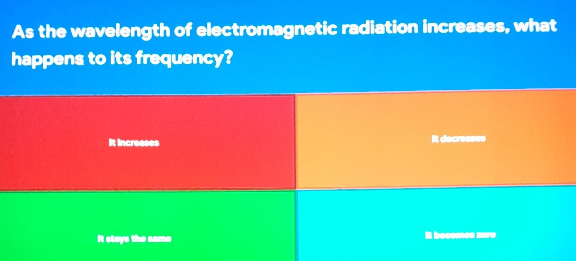Solved: As the wavelength of electromagnetic radiation increases, what ...