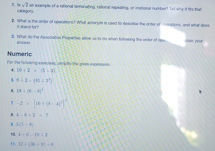 Solved: Is sqrt(2) an example of a rational terminating, rational ...