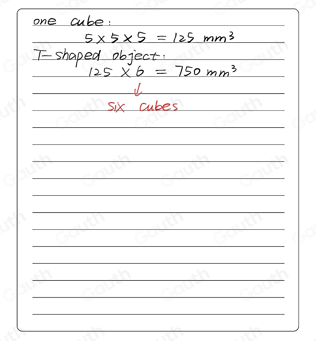 Solved: The side length of one cube is 5 mm. What is the volume of one ...
