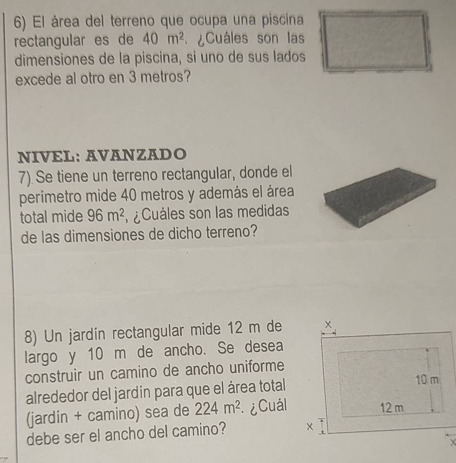 Resuelto:El área del terreno que ocupa una piscina rectangular es de ...