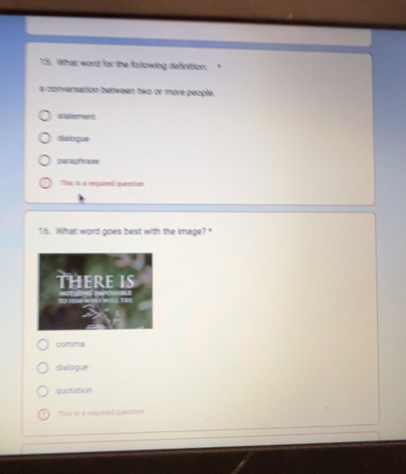 Solved: What word for the following definition: a conversation between ...