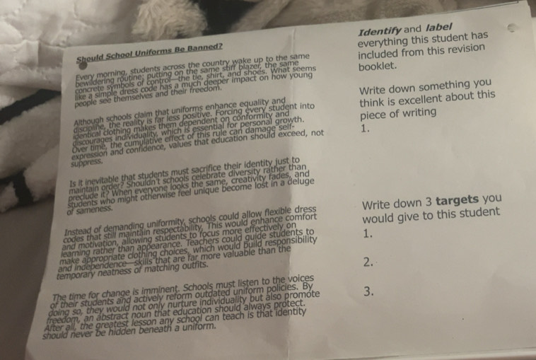 Solved: Identify and label everything this student has Should School ...