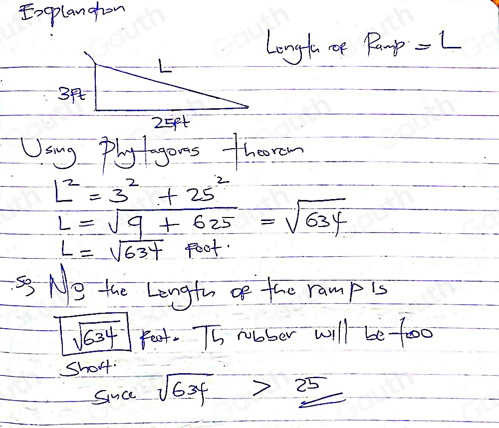 Solved: The ratio of horizontal distance to height of the ramp is 25:3 ...