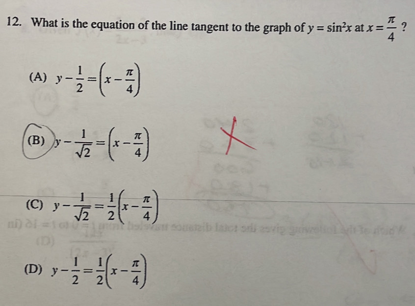 Solved: What is the equation of the line tangent to the graph of y=sin ...