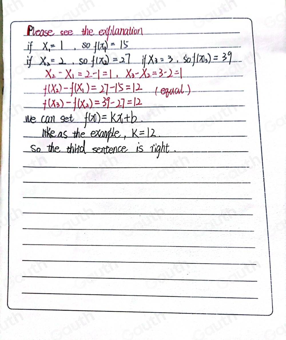 Solved: A function is shown in the table Which sentence justifies the ...