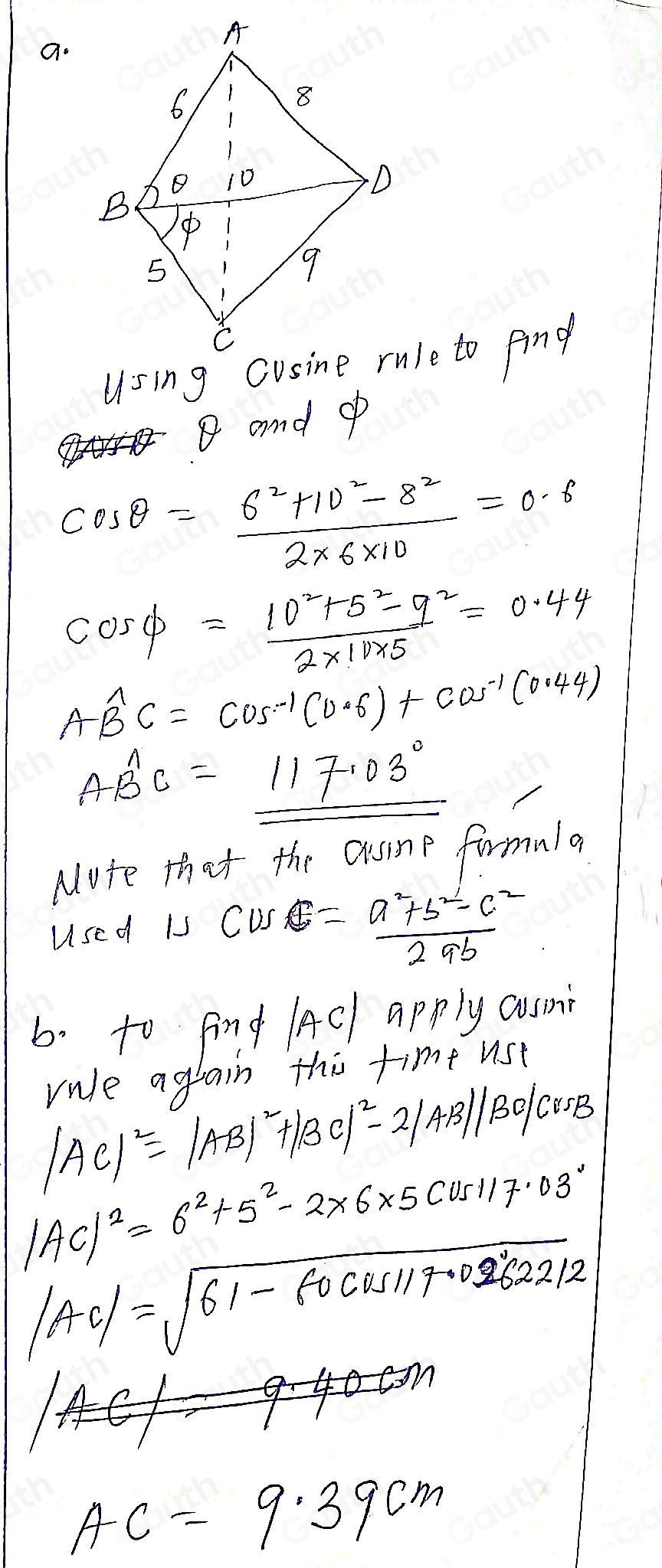 Solved: ② With the data given in Fig. 9.11, calculate a Awidehat BC, b ...