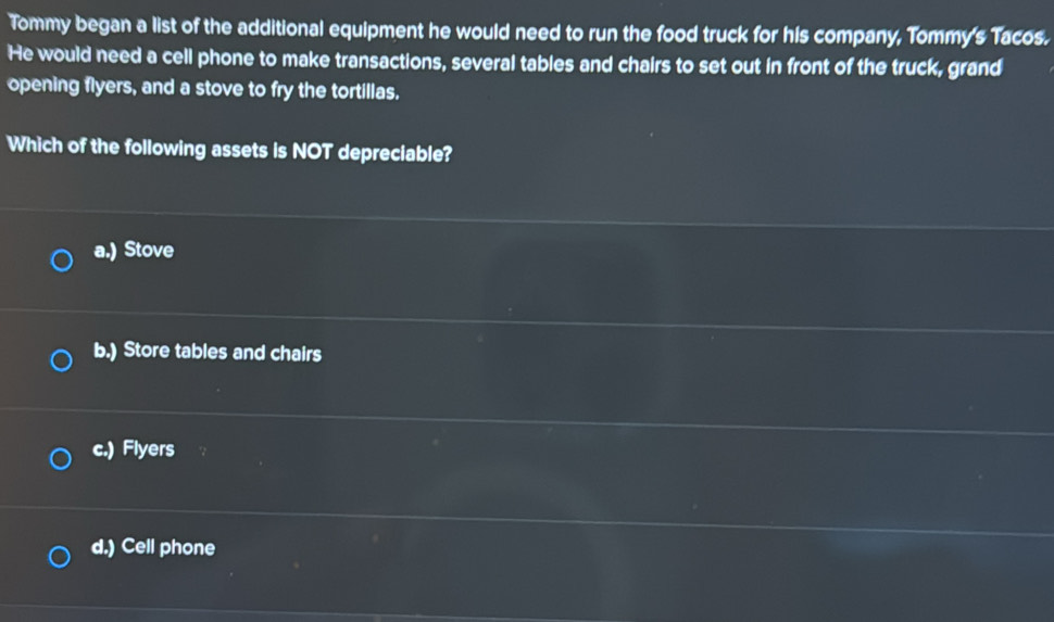 Solved: Tommy began a list of the additional equipment he would need to ...