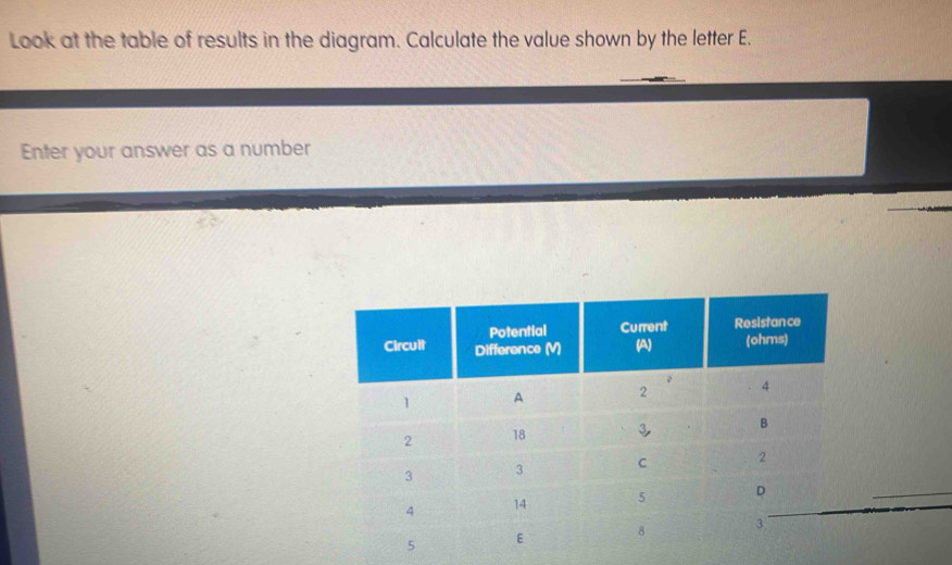 Solved: Look at the table of results in the diagram. Calculate the ...