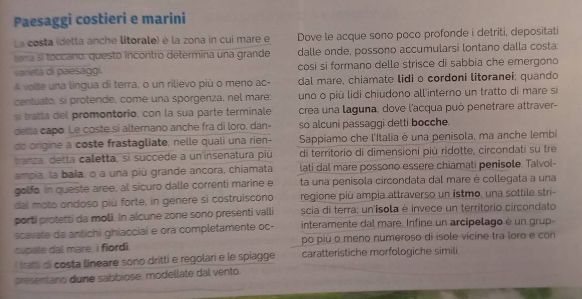 Risolto:Paesaggi costieri e marini La costa (detla anche litorale) è la ...