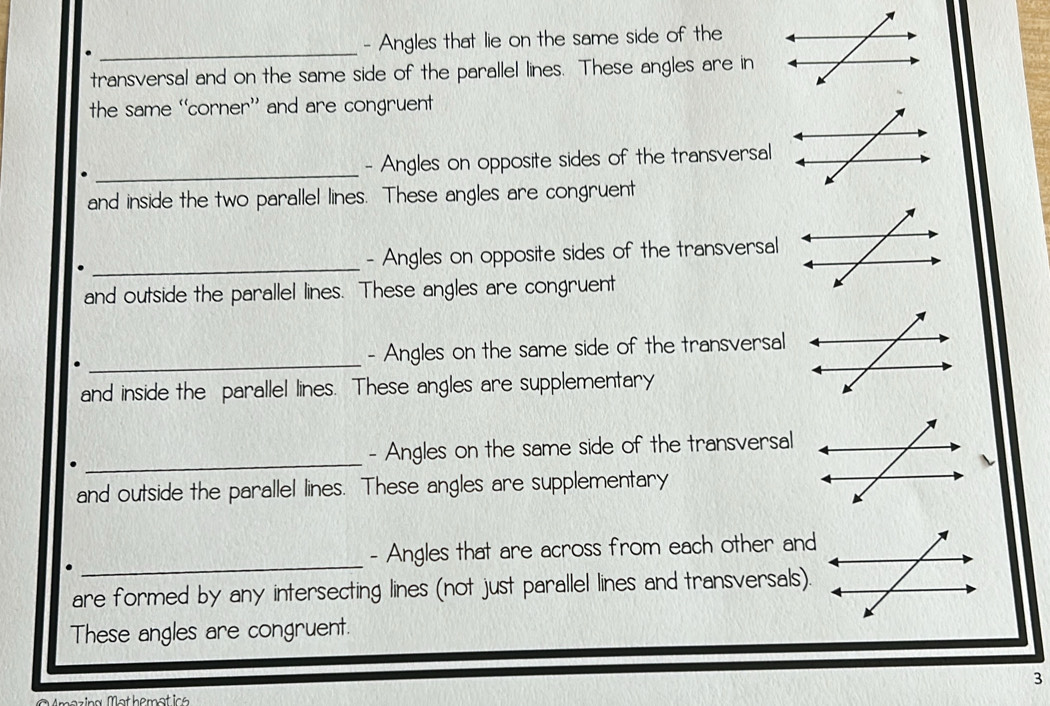 Solved: Angles that lie on the same side of the transversal and on the ...