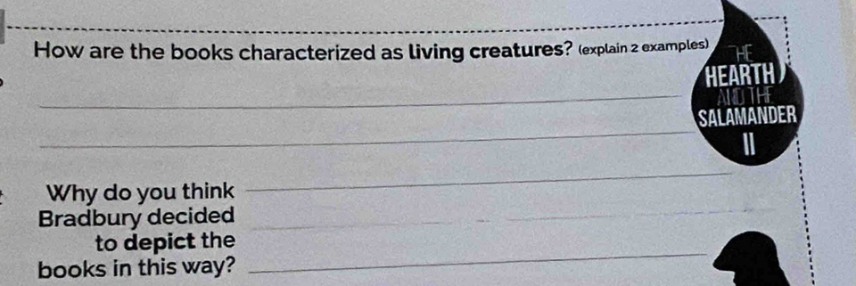 Solved: How are the books characterized as living creatures? (explain 2 ...
