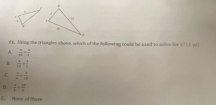 Solved: Using the triangles above, which of the following could be used ...