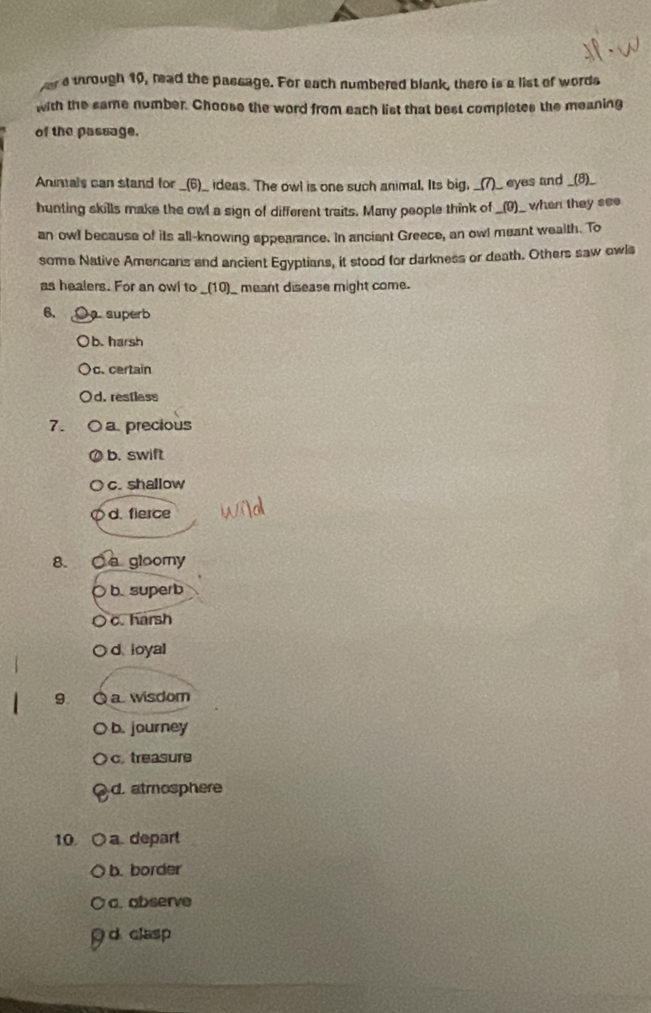 تم الحل:ver athrough 10, read the passage. For each numbered blank ...