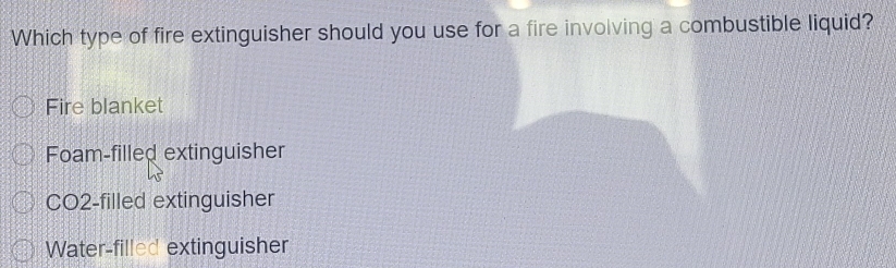 Solved: Which type of fire extinguisher should you use for a fire ...