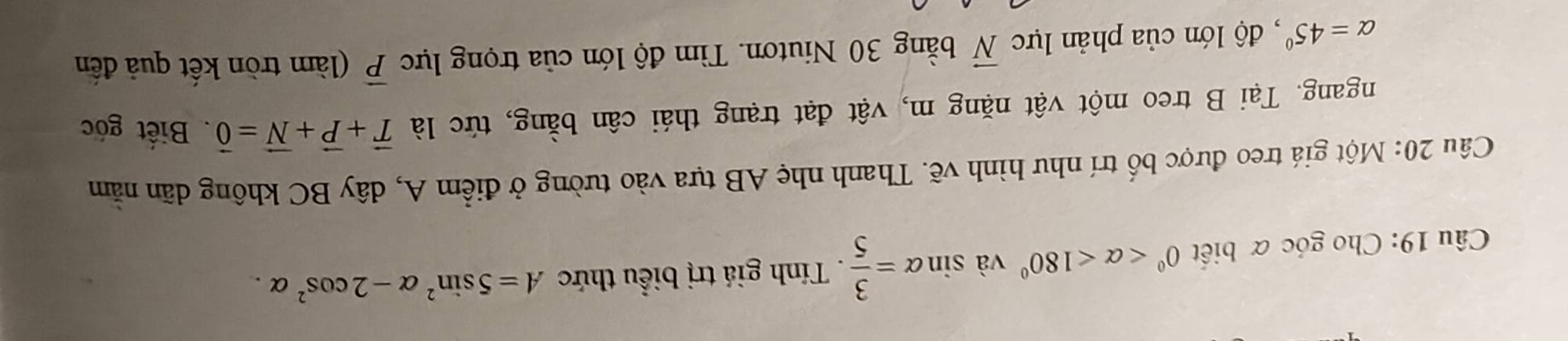 Giải quyết:Cho góc α biết 0°