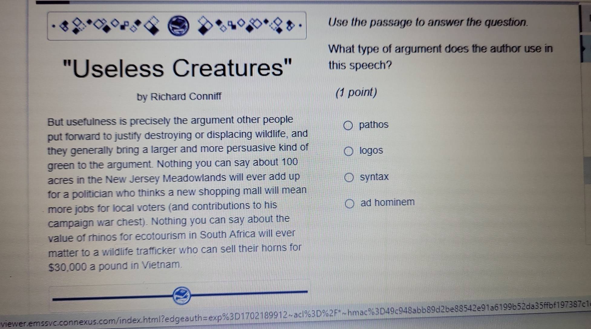 Solved: Use the passage to answer the question. What type of argument ...
