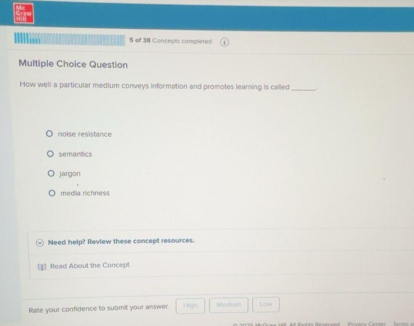 Solved: Mc Graw Hill 5 of 38 Concepts completed Multiple Choice ...