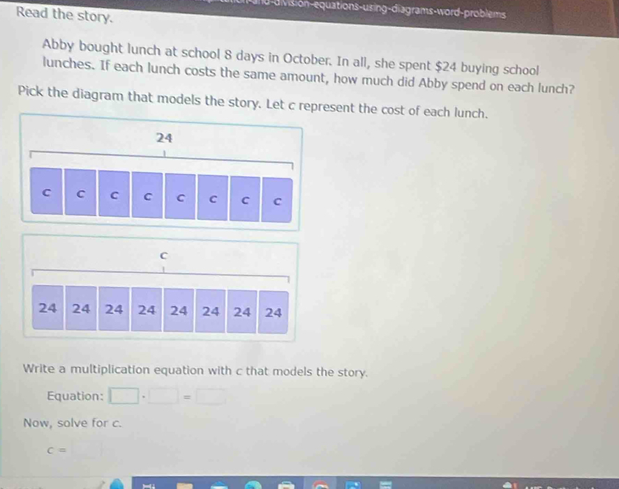 Solved: d-division-equations-using-diagrams-word-problems Read the ...