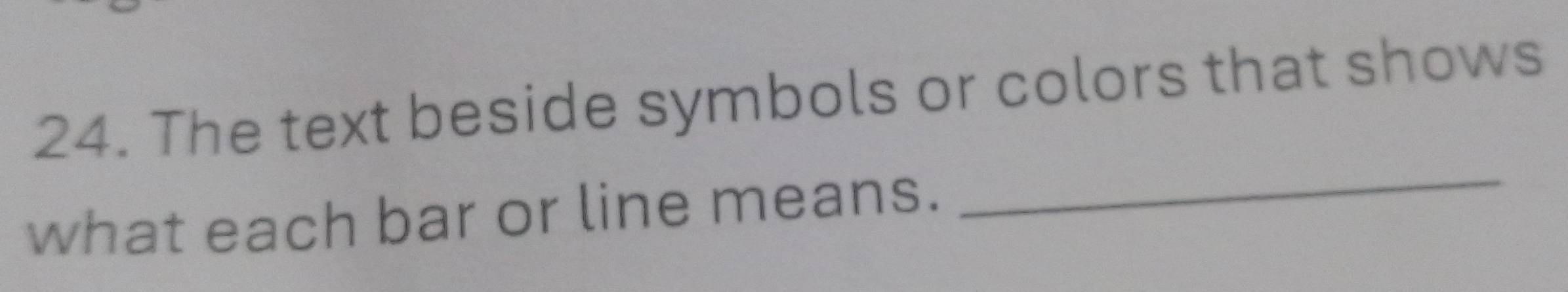 Solved: The text beside symbols or colors that shows what each bar or ...