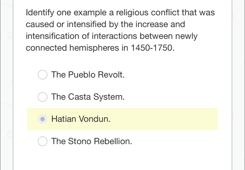 Solved: Identify one example a religious conflict that was caused or ...