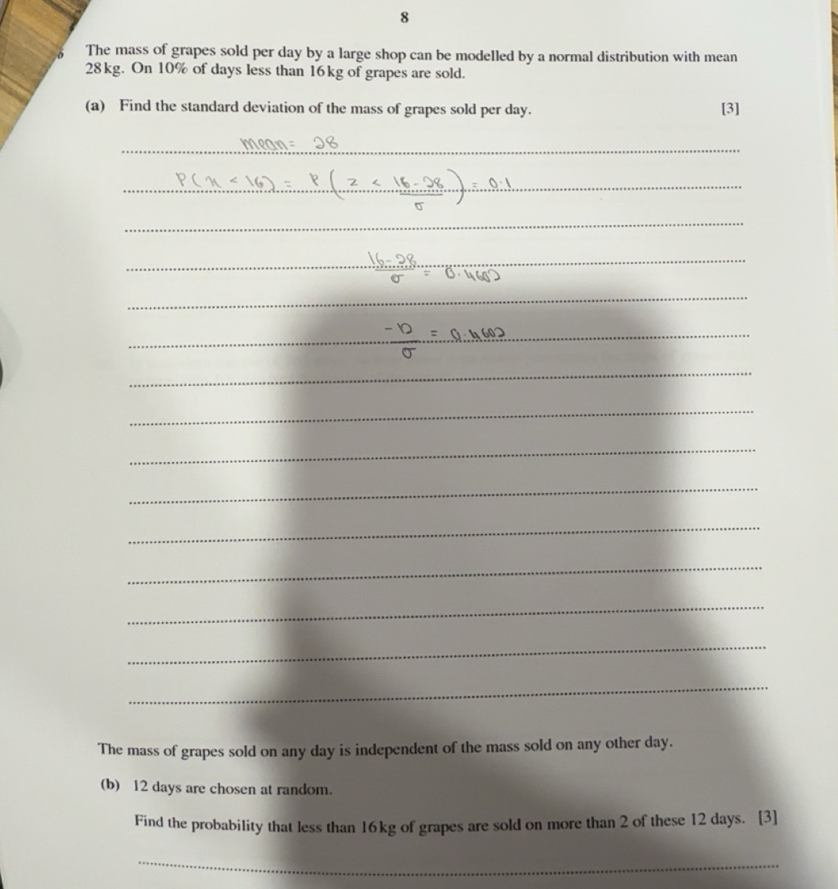 Selesai:The mass of grapes sold per day by a large shop can be modelled ...