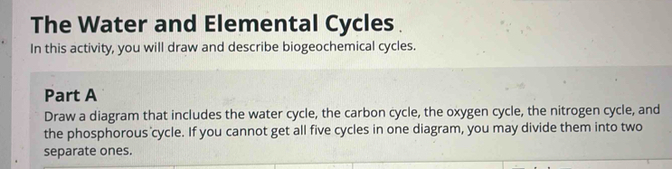 Solved: The Water and Elemental Cycles In this activity, you will draw ...