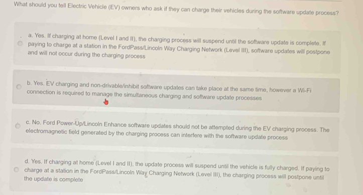 Solved: What should you tell Electric Vehicle (EV) owners who ask if ...