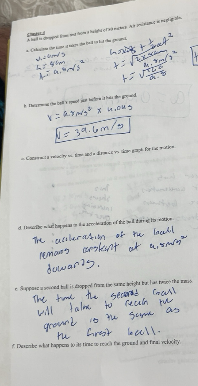 Solved: A ball is dropped from rest from a height of 80 meters. Air ...
