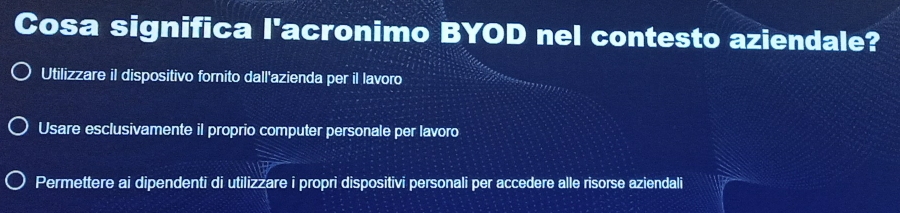 Risolto:Cosa significa l'acronimo BYOD nel contesto aziendale ...