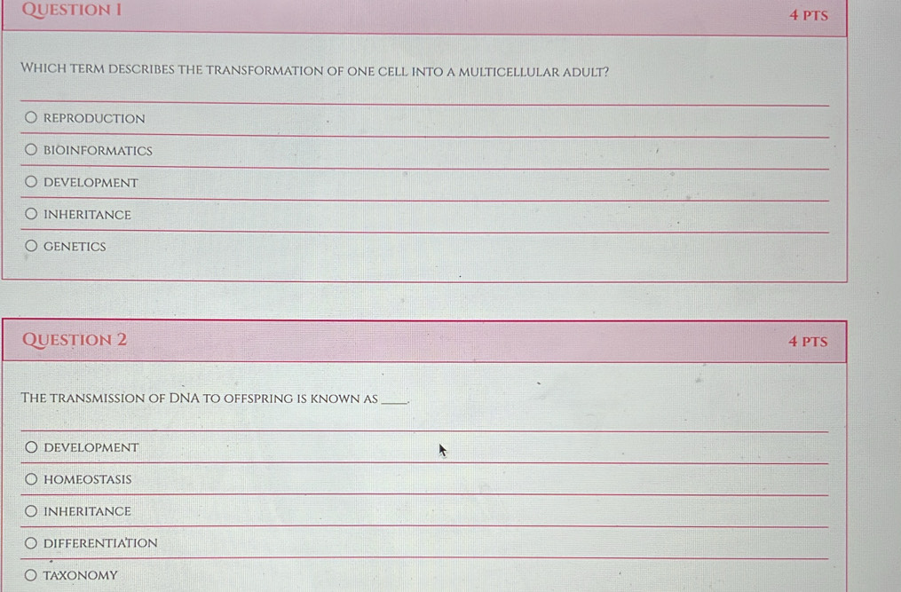 Solved: Which term describes the transformation of one cell into a ...