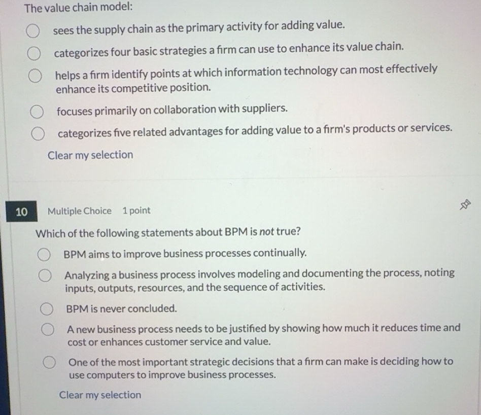 Solved: The value chain model: sees the supply chain as the primary activity for adding value ...