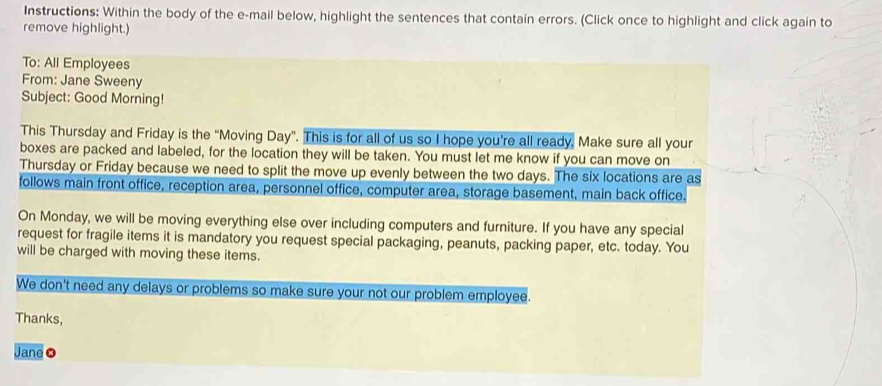 Solved: Instructions: Within the body of the e-mail below, highlight ...