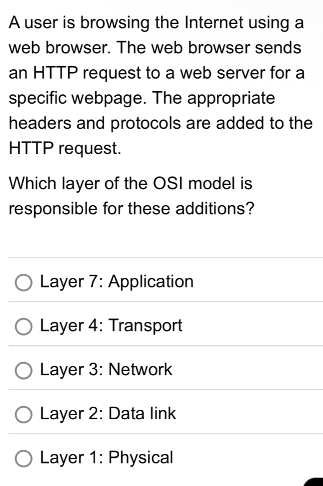 Solved: A user is browsing the Internet using a web browser. The web browser sends an HTTP ...