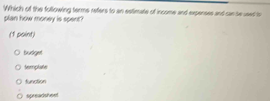 Solved: Which of the following terme refers to an estimate of income ...