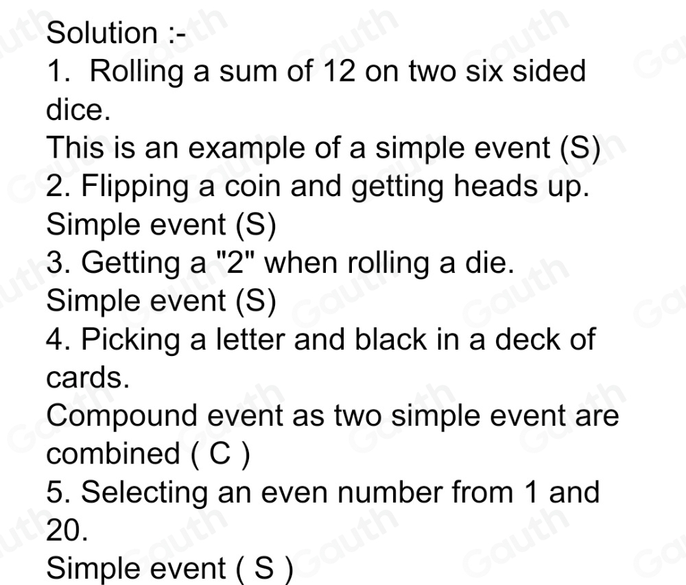 Solved: Tell whether the given event is a Simple or Compound event ...