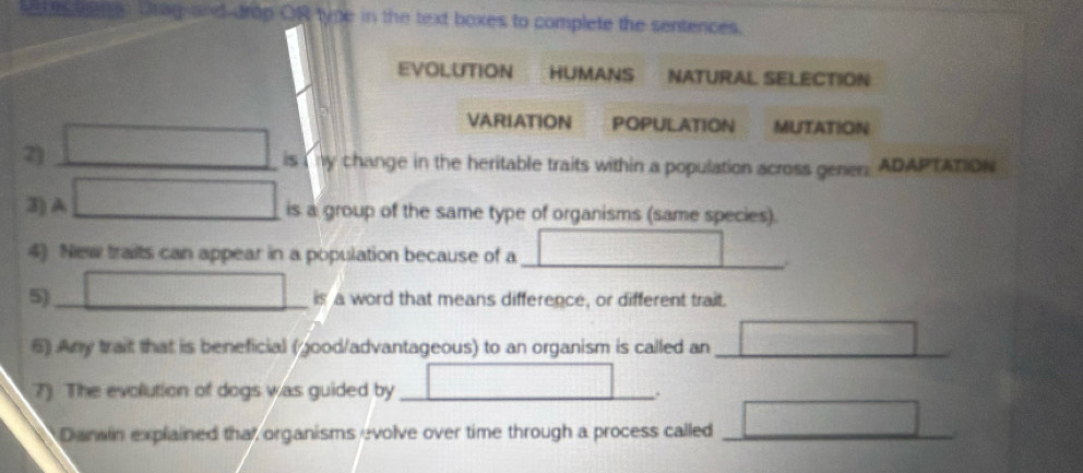 Solved: tes tny Orag and drop OR tyne in the text boxes to complete the ...