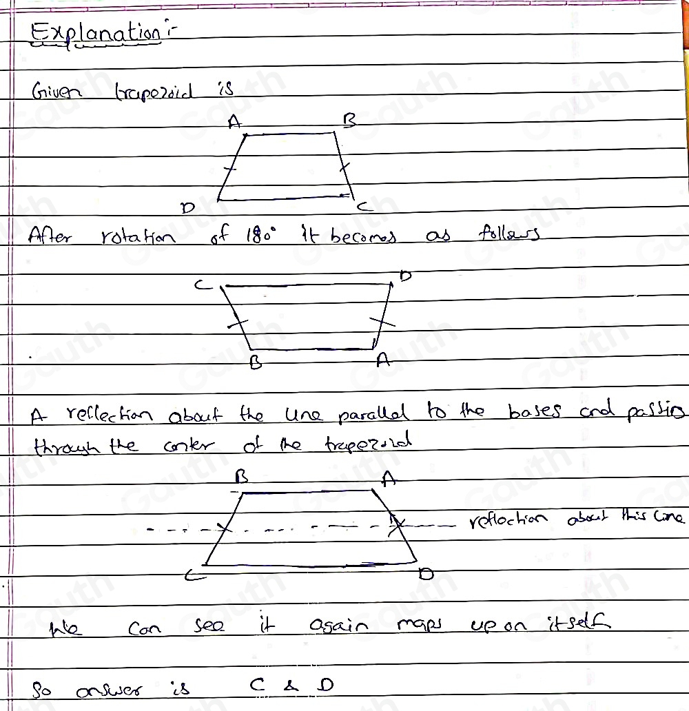 Solved: Isosceles trapezoid ABCD is shown in the figure. Which two ...