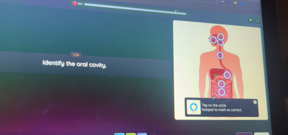 Solved: V36 Identify the oral cavity. . Tap on the circle hotspot to ...