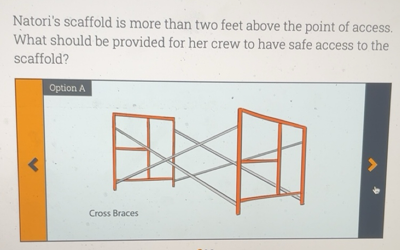 Solved: Natori's scaffold is more than two feet above the point of ...