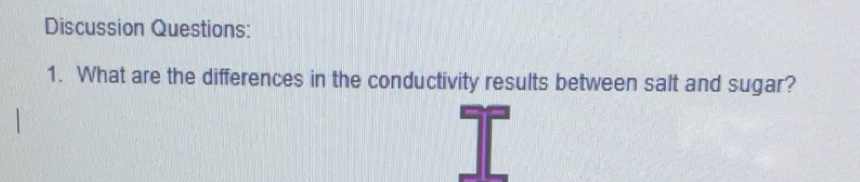 Solved: Discussion Questions: 1. What are the differences in the ...