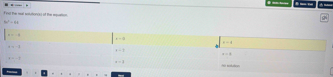 Solved: ⑪ Skills Review Save / Exit Listen ( Submit Find the real ...