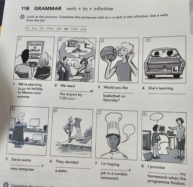 Solved: 11B GRAMMAR verb + to + infinitive 5 Look at the pictures ...